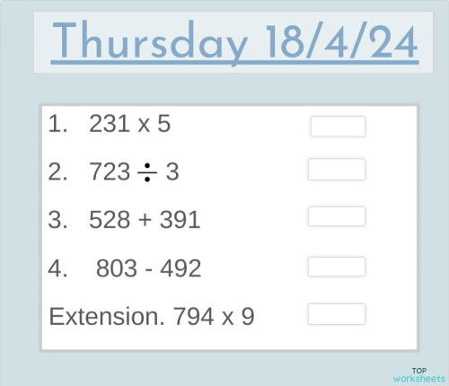 Math: interactive worksheets and online exercises | TopWorksheets