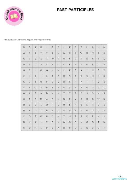 PAST PARTICIPLES. Interactive worksheet | TopWorksheets