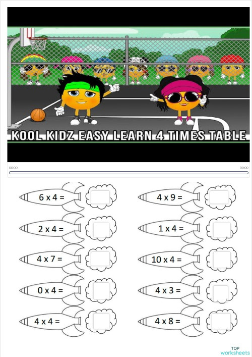 4x tables Video worksheet 2. Interactive worksheet | TopWorksheets