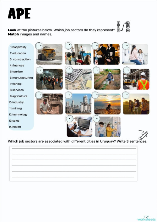 Company sectors. Interactive worksheet | TopWorksheets