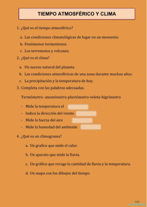 Conociendo el tiempo atmosférico y el clima . Ficha interactiva ...