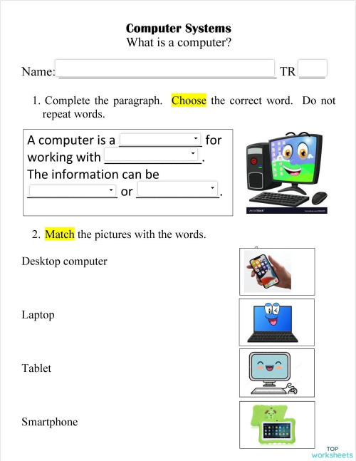 Technology: interactive worksheets and online exercises | TopWorksheets