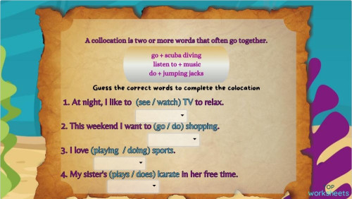 Free Time Frolics Lesson Speaking for Clarity: Collocations ...