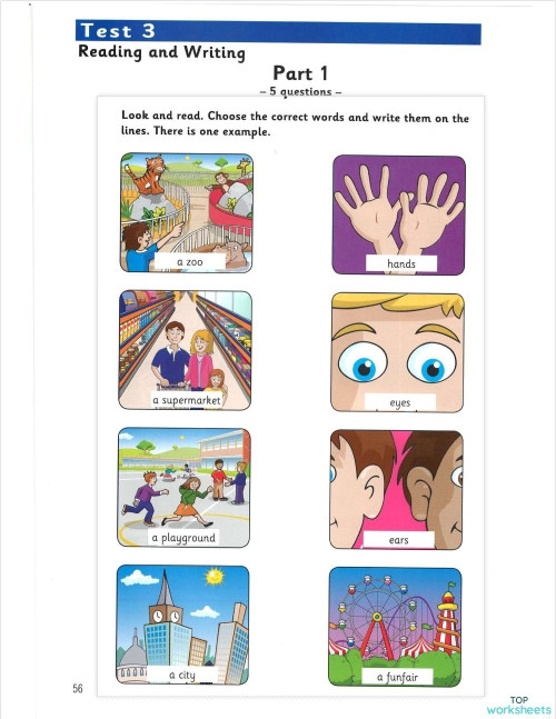 Movers - AEP1 - Test 3 - Reading and Writing. Interactive worksheet ...