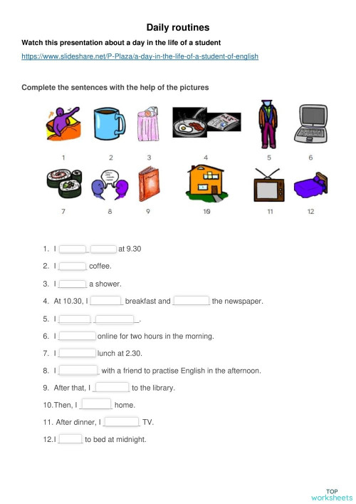 Daily Routines Ficha Interactiva Y Descargable Puedes