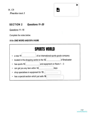 Cambridge 9 Listening Practice Test 1 2 Section 2 Interactive