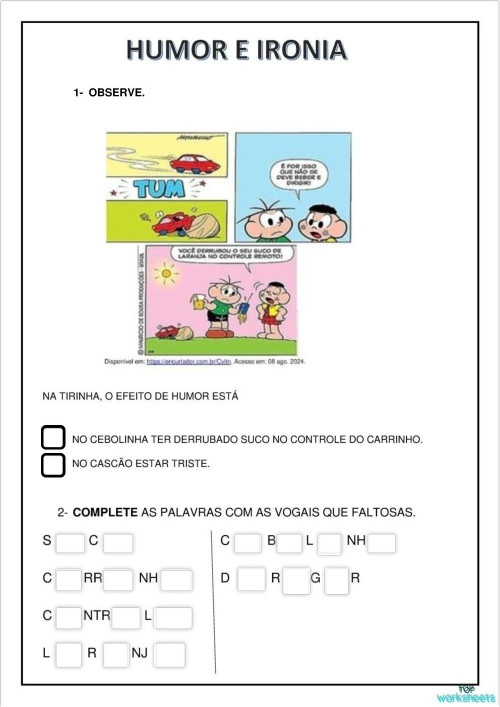 HUMOR ADAPTADO. Ficha interativa | TopWorksheets
