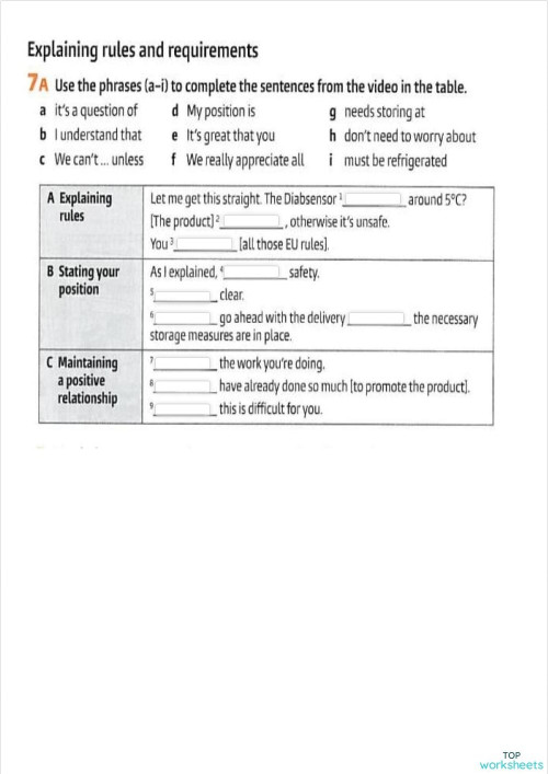 how to explain rules. Interactive worksheet | TopWorksheets