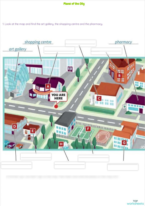 Places of the City. Interactive worksheet | TopWorksheets