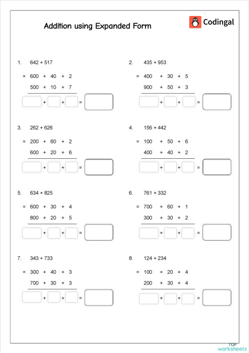 M_G02M05L23_WE02_Addition using Expanded Form. Interactive worksheet ...