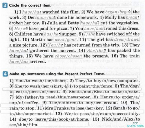 Present Perfect 3. Interactive worksheet | TopWorksheets