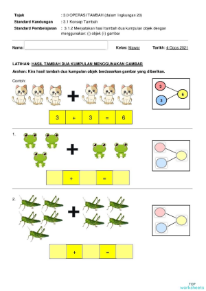 OPERASI TAMBAH. Interactive worksheet | TopWorksheets