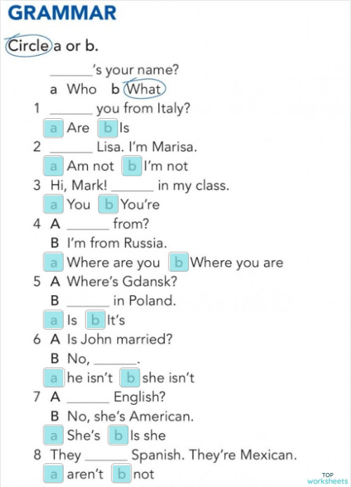 revise and check 1 & 2 beginner. Interactive worksheet | TopWorksheets