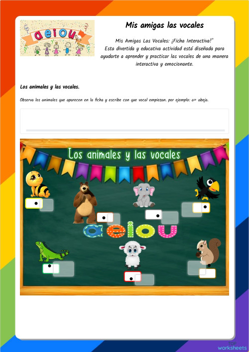 Mis amigas las vocales. Ficha interactiva | TopWorksheets