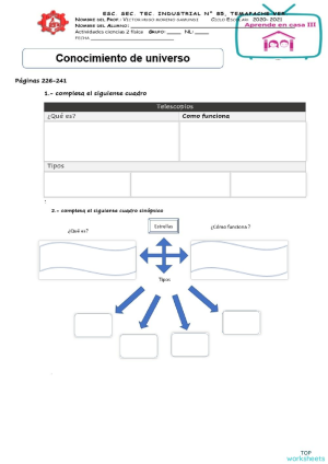Conocimiento del Universo 2. Ficha interactiva | TopWorksheets
