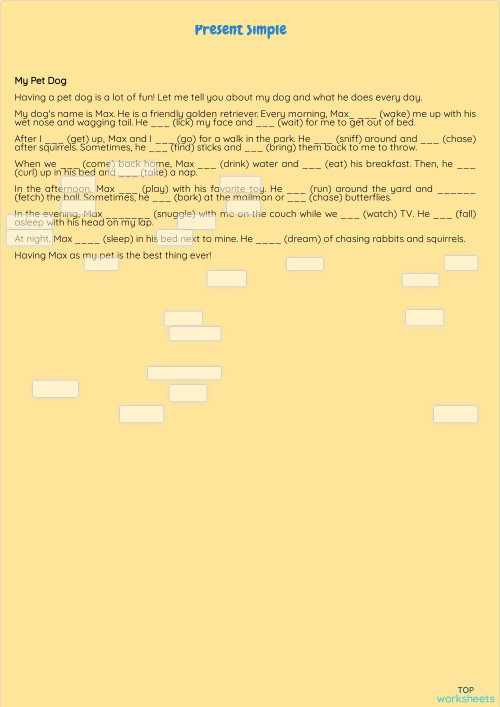 Present Simple Story. Interactive worksheet | TopWorksheets