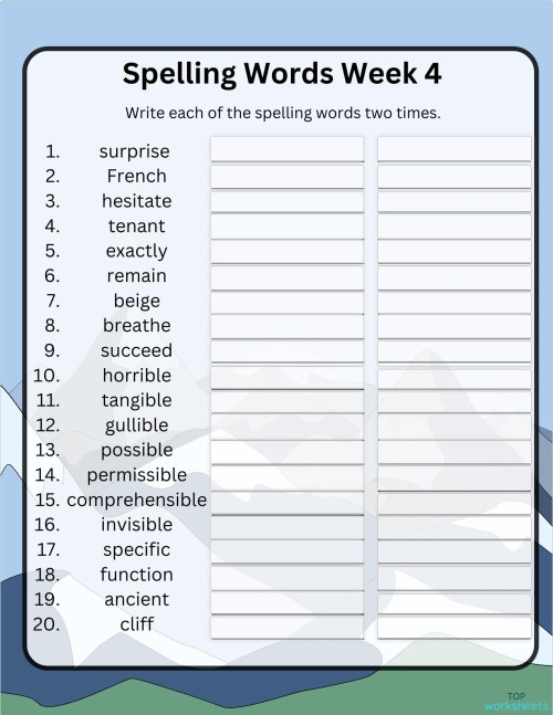 Spelling Words 4.1. Interactive worksheet | TopWorksheets