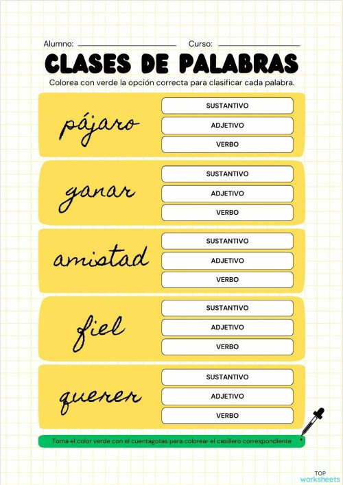 Los Tipos De Palabras Ficha Interactiva