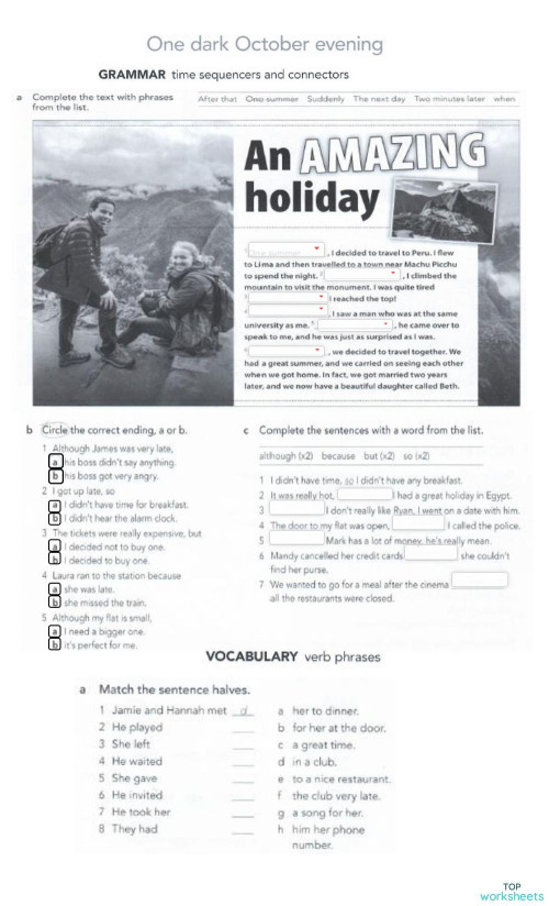 ACTIVITY 1-SECOND TERM-ONE DARK OCTOBER EVENING. Interactive worksheet ...