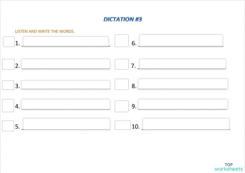 DICTATION #3- 1IV18. Interactive worksheet | TopWorksheets