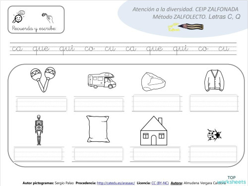 palabras c y qu. Ficha interactiva | TopWorksheets