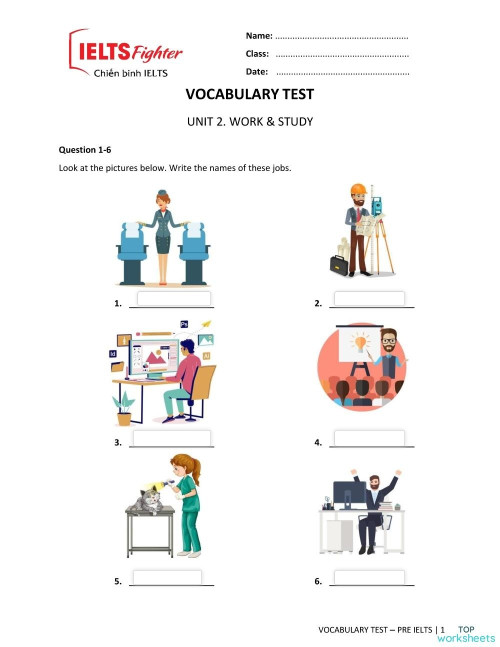 VOCAB TEST 9. UNIT 2. SPEAKING. WORK _STUDY. Interactive worksheet ...