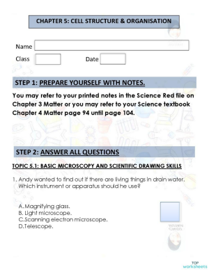 REVISION YR 7 CELL (EOY). Interactive worksheet | TopWorksheets