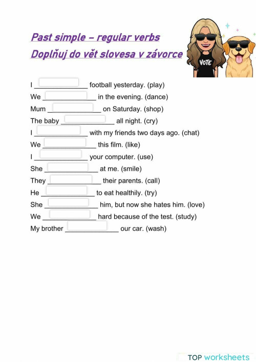 Past simple regular verbs. Interactive worksheet | TopWorksheets