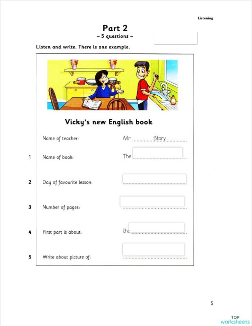 LISTENING PRACTICE - MY BOOK. Interactive worksheet | TopWorksheets