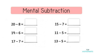 Year 1 Math | Mental Subtraction. Interactive worksheet | TopWorksheets