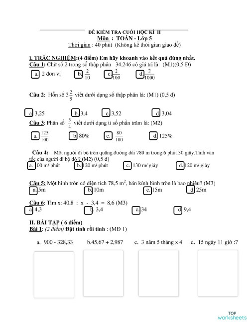Interactive worksheets and online exercises in Vietnam | TopWorksheets
