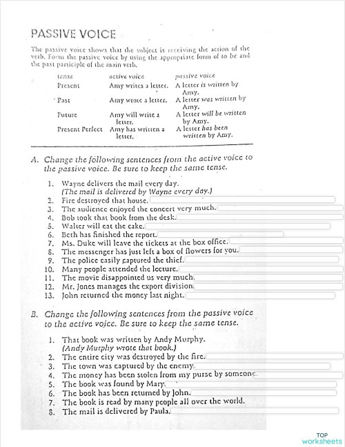 Graded Exercise - Passive Voice. Interactive worksheet | TopWorksheets