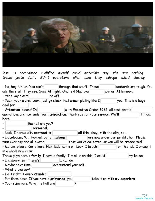 SM Salvage Operations. Interactive worksheet | TopWorksheets