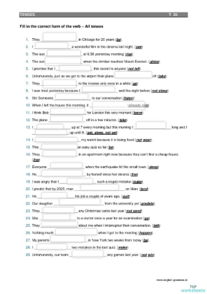 TENSE REVIEW. Interactive worksheet | TopWorksheets