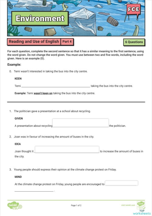 B2 First (FCE) Reading Part 4. Interactive worksheet | TopWorksheets