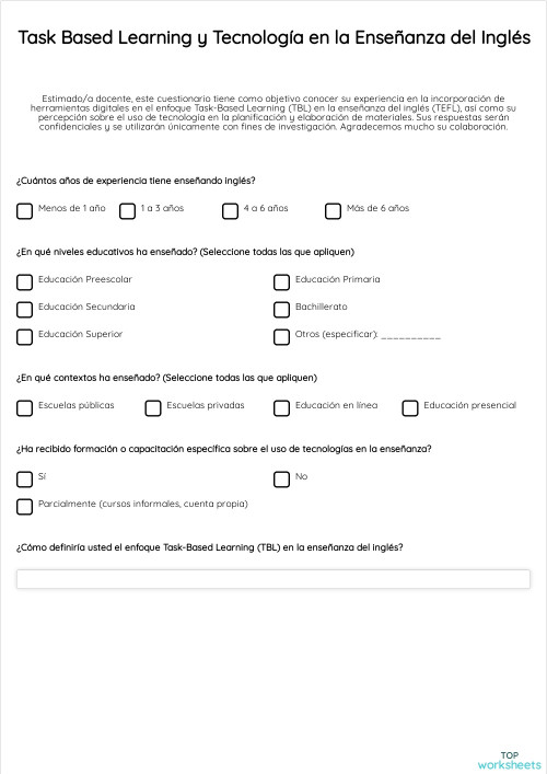 Task- Based Learning y Tecnología en la Enseñanza del Inglés como Lengua Extranjera. Ficha ...