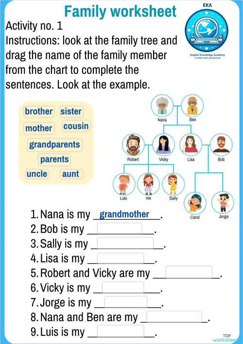 Family worksheet. Interactive worksheet | TopWorksheets