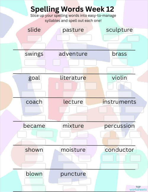 Spelling Words Week 12.3. Interactive worksheet | TopWorksheets