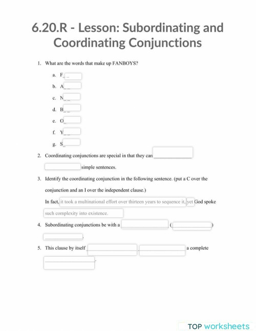 6.20.R - Lesson: Subordinating and Coordinating Conjunctions ...