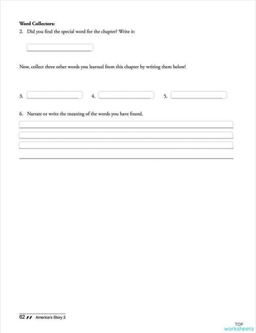 Chapter 5: Word Collectors Pg 62. Interactive worksheet | TopWorksheets