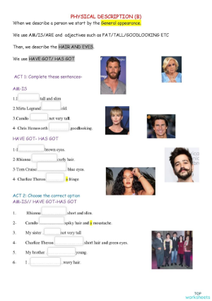 Physical description basic. Interactive worksheet | TopWorksheets