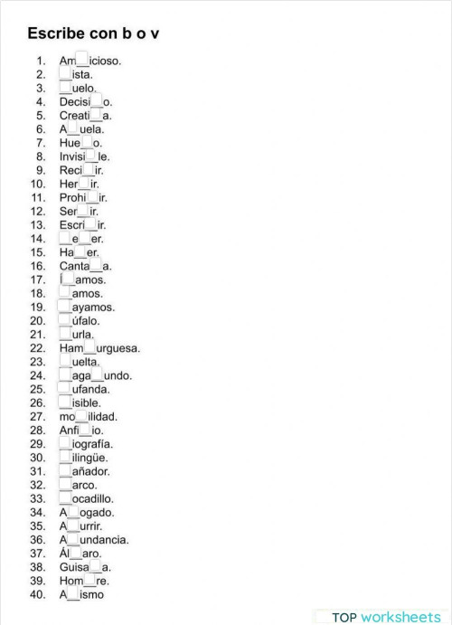 B o v. Ficha interactiva | TopWorksheets