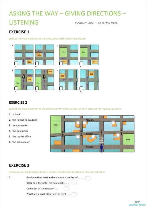 Asking the way 1. Interactive worksheet | TopWorksheets