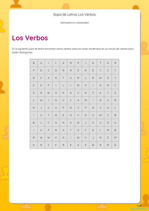 Sopa de Letras Los Verbos. Ficha interactiva | TopWorksheets