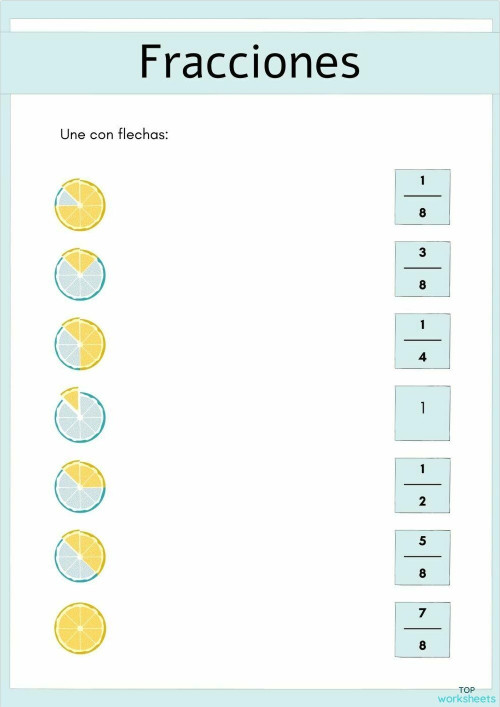 Fracciones simples. Ficha interactiva | TopWorksheets
