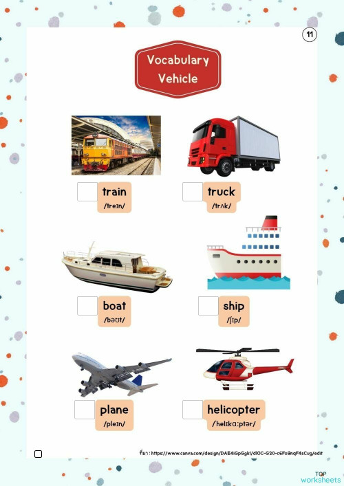 vocabulary vehicle 2. Interactive worksheet | TopWorksheets