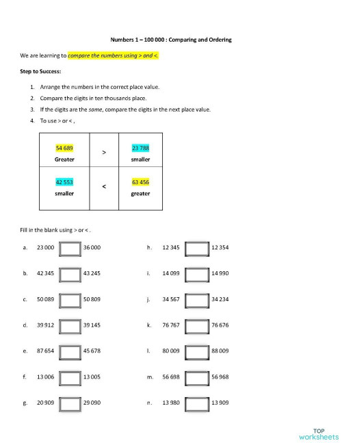 Day 3 Comparing and ordering. Interactive worksheet | TopWorksheets