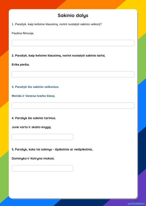 Sakinio dalys. Interactive worksheet | TopWorksheets