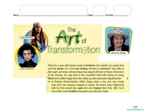 Reading the Art of Transformation. Interactive worksheet | TopWorksheets