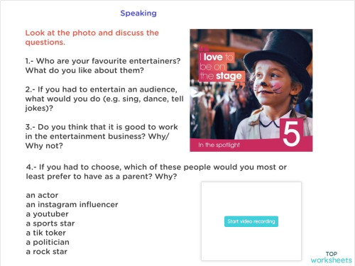 GE B1 Unit 5 Entertainment Reading. Interactive worksheet | TopWorksheets